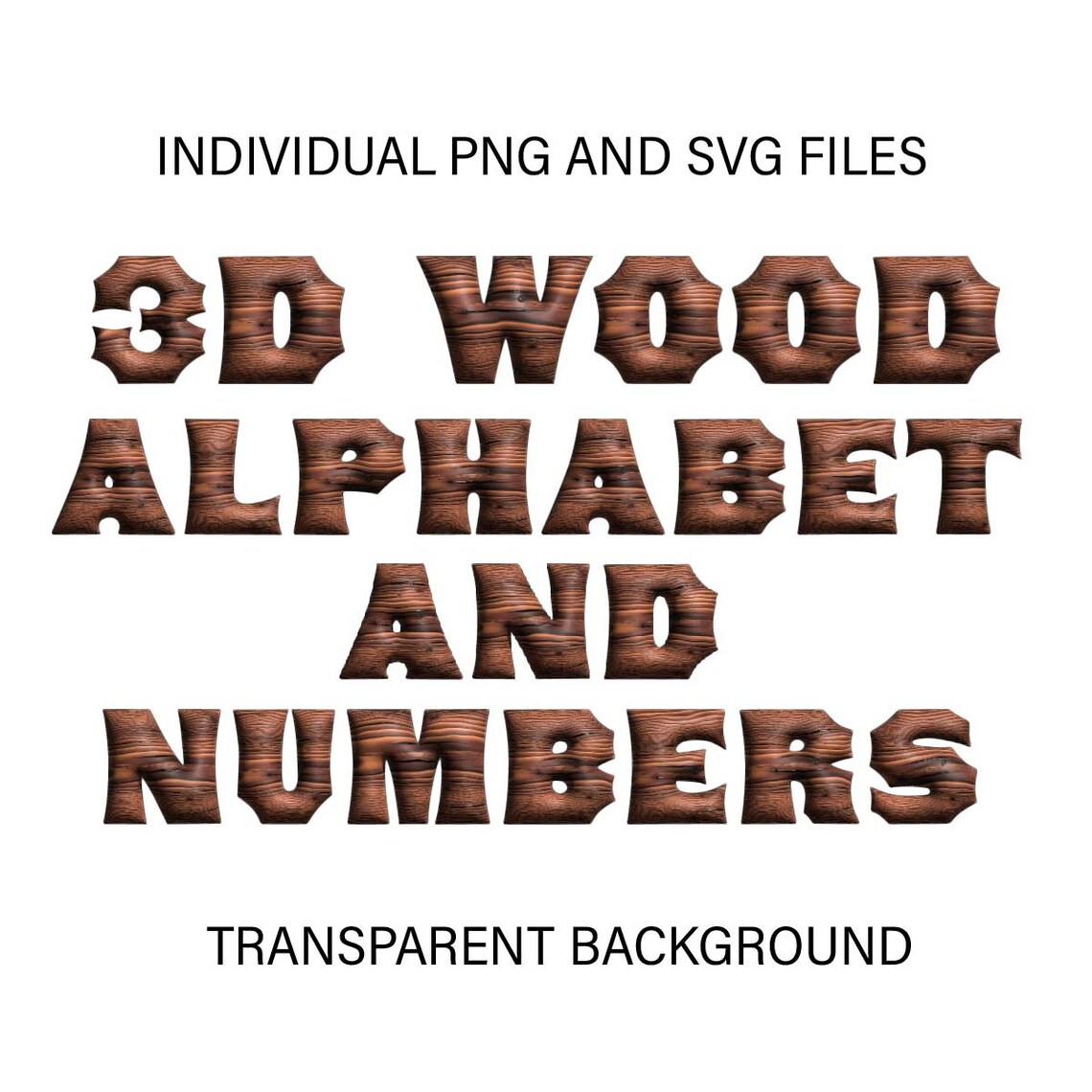 3D Wood Printable Alphabet, A to Z and Numbers, Digital Letters ...