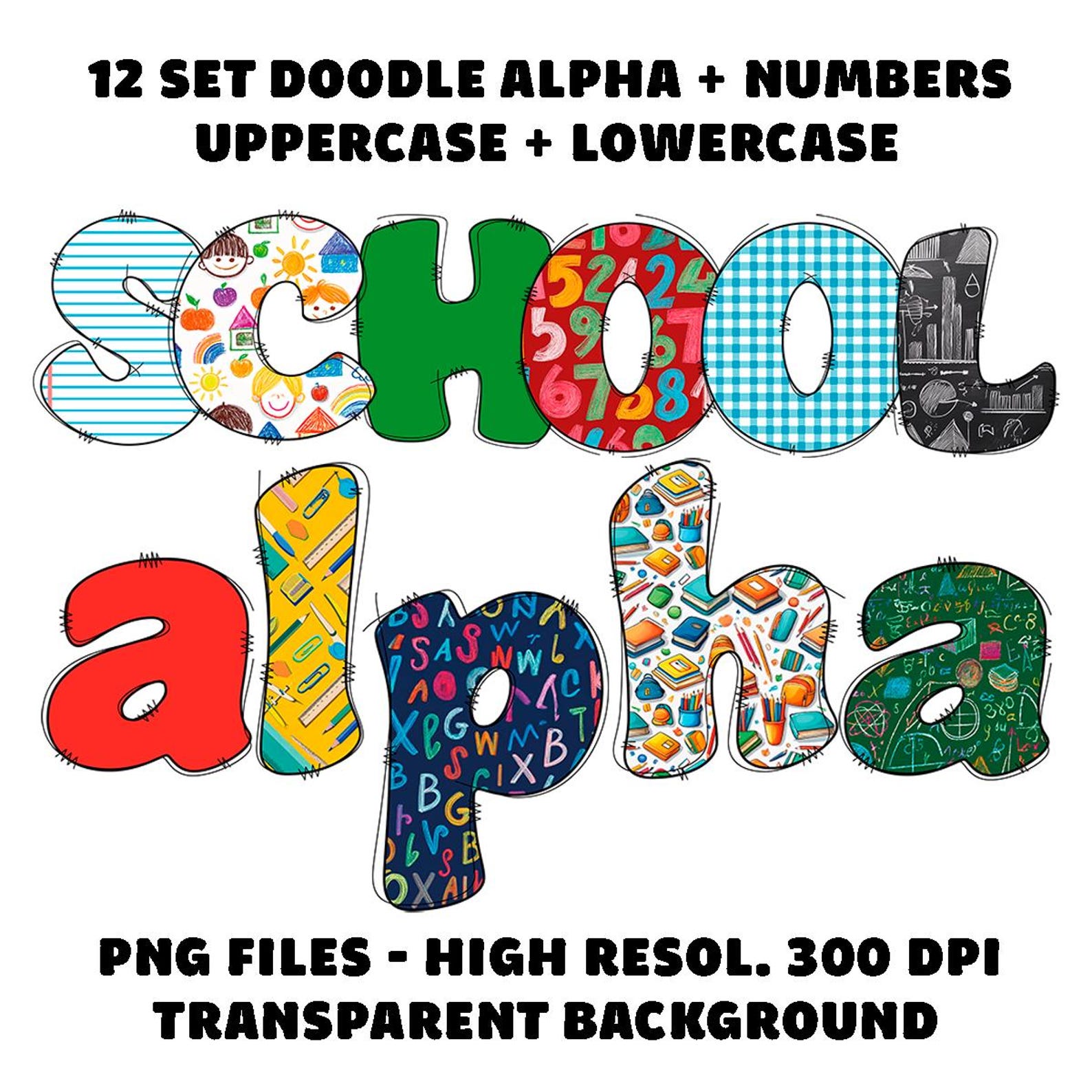 Back to School Letters Numbers, 12 Set School Alphabet, Uppercase ...