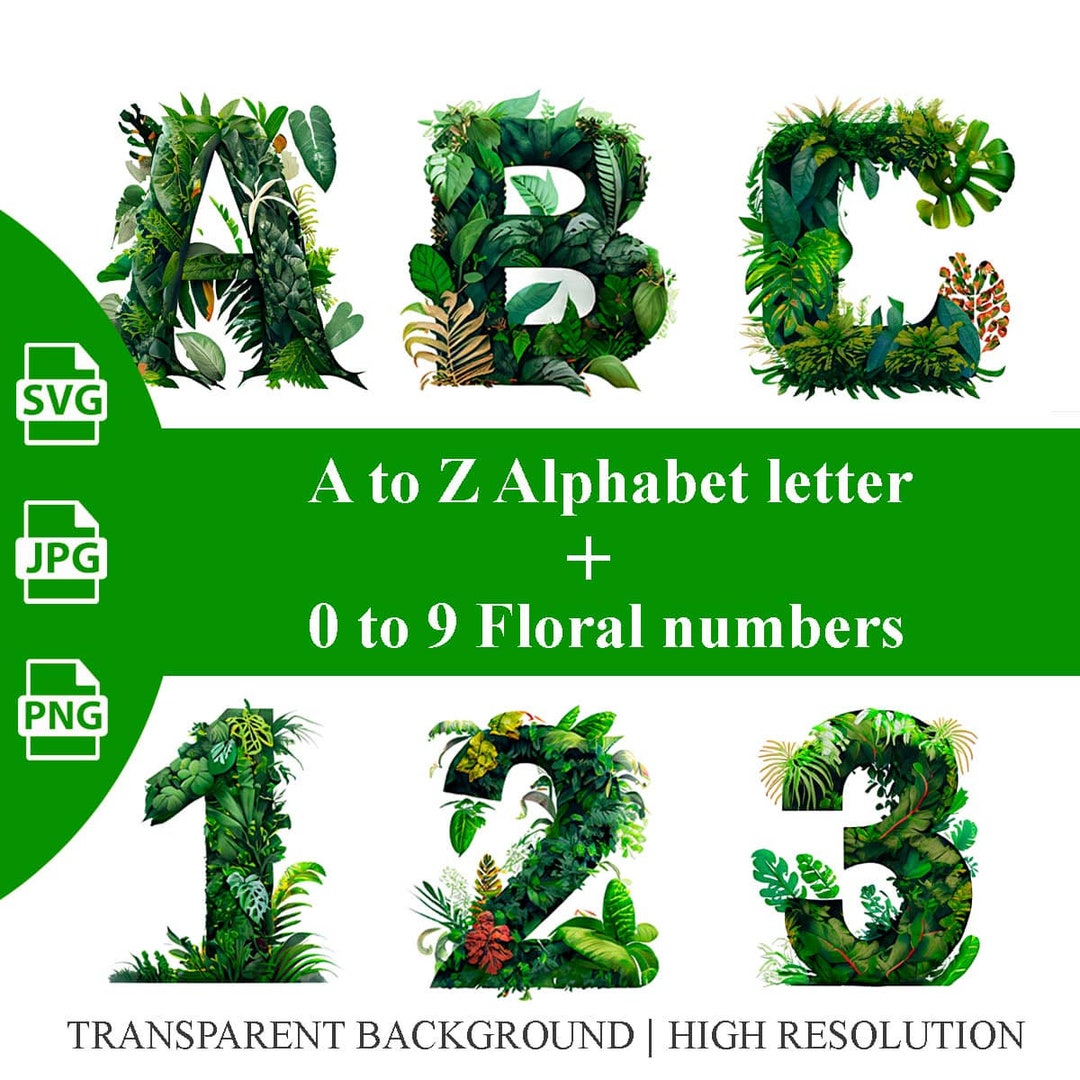 Alphabet Floral Png, Svg, a to Z Alphabet, Alphabet Watercolor, Fancy ...