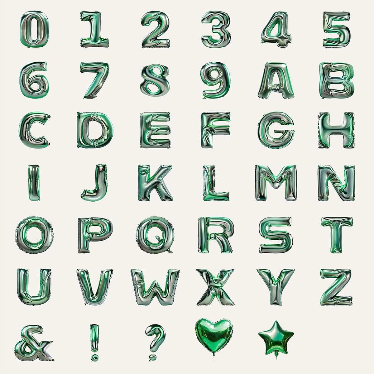 Green Foil Balloons Alphabet Clip Art 41 Files PNG Transparent ...