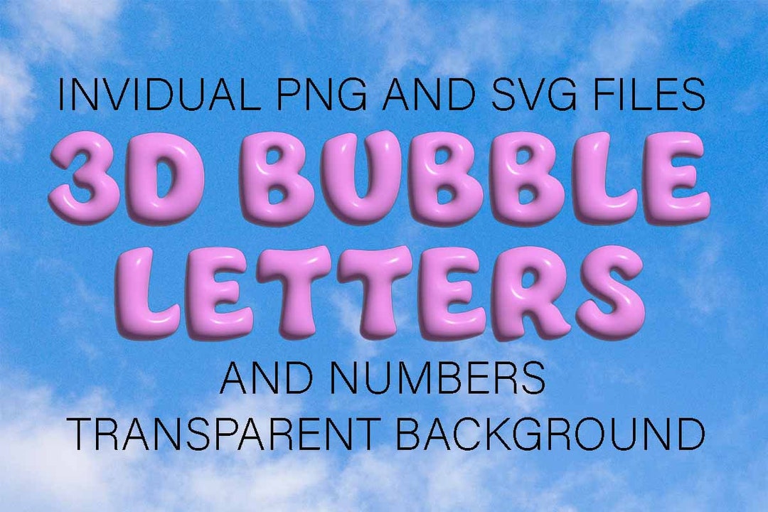3D Pink Alphabet Set Png, Svg, 3d Letters, Bubble Font, Bubble Letters ...