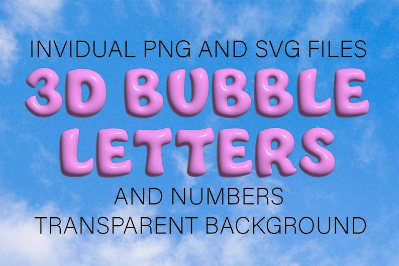 3D Pink Alphabet Set Png, Svg, 3d Letters, Bubble Font, Bubble Letters ...