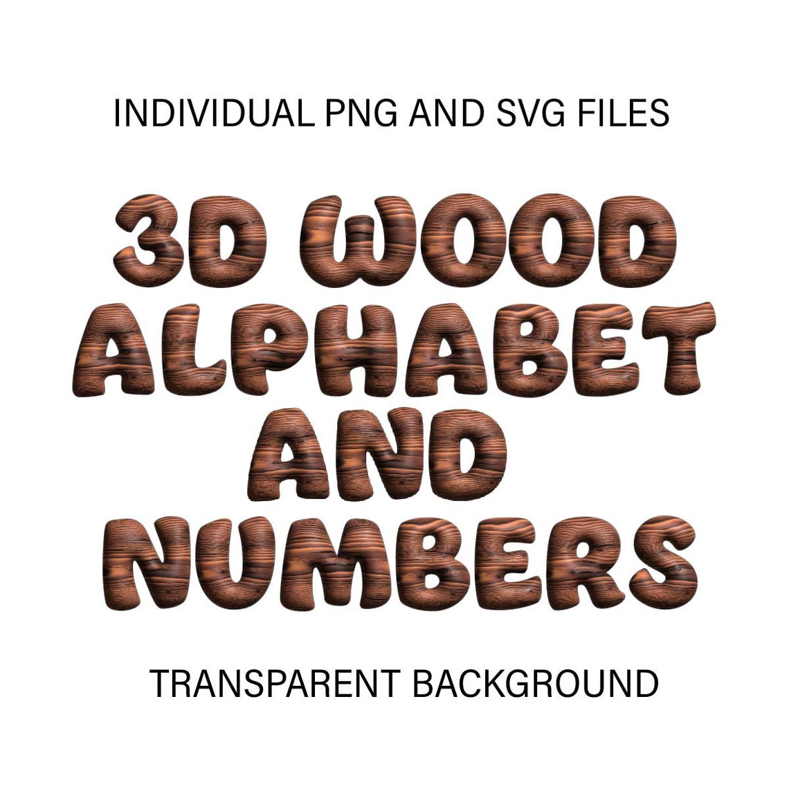 3D Wood Letters Alphabet. Wood Font, Wood Png, Printable Alphabet ...