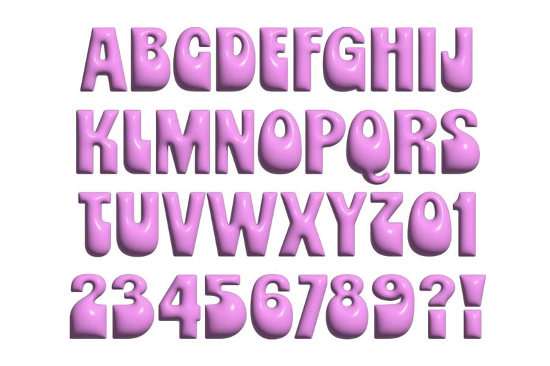 3D Pink Alphabet Set Png, Svg, 3d Letters, Bubble Font, Bubble Letters ...