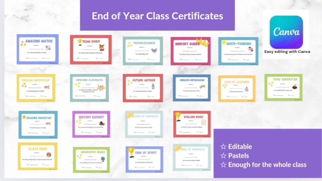 End of Year Certificates, End of Year Awards Student Awards Classroom ...
