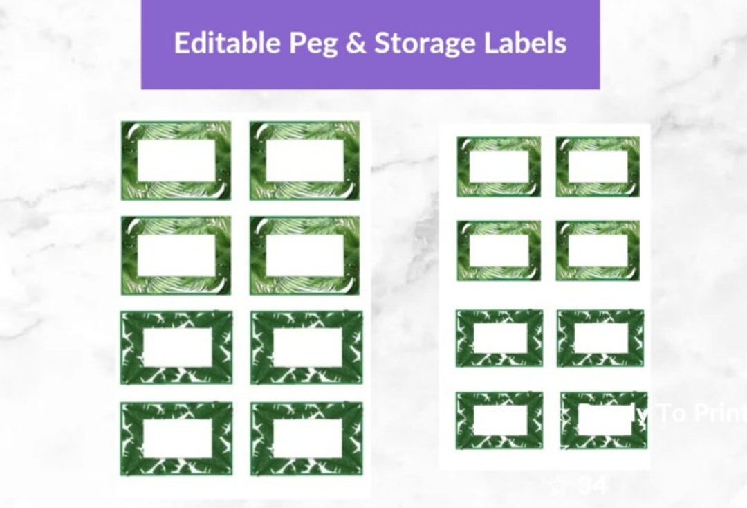 Botanical Peg & Storage Labels, Editable Classroom Storage Labels ...