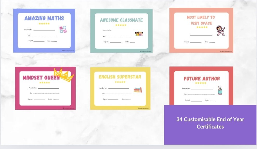 End of Year Certificates, End of Year Awards Student Awards Classroom ...