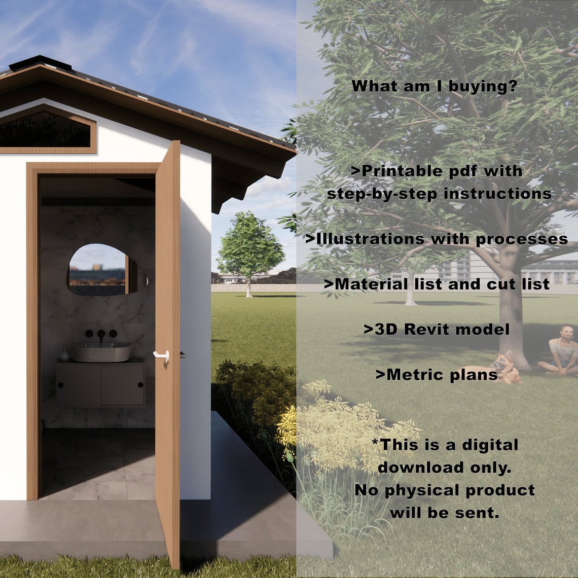 Exterior WC Plans PDF, Step-by-step DIY Build Guide, 3D Architectural ...