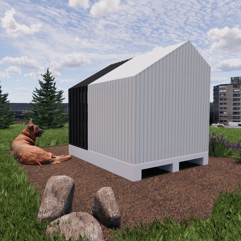 Farmhouse Dog House Plan Outdoor Printable PDF, Large Dog House With ...