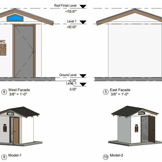 Exterior WC Plans PDF, Step-by-step DIY Build Guide, 3D Architectural ...