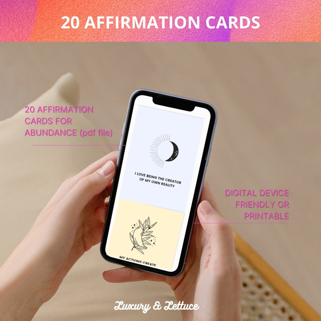 20 Affirmation Cards for Abundance - Etsy