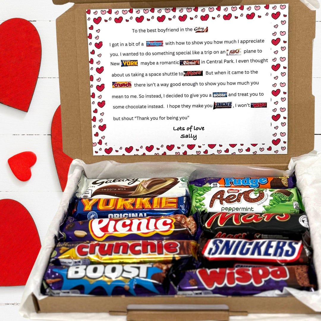 Personalised Chocolate Poem Valentine's Gift: Letterbox Treats - Etsy UK