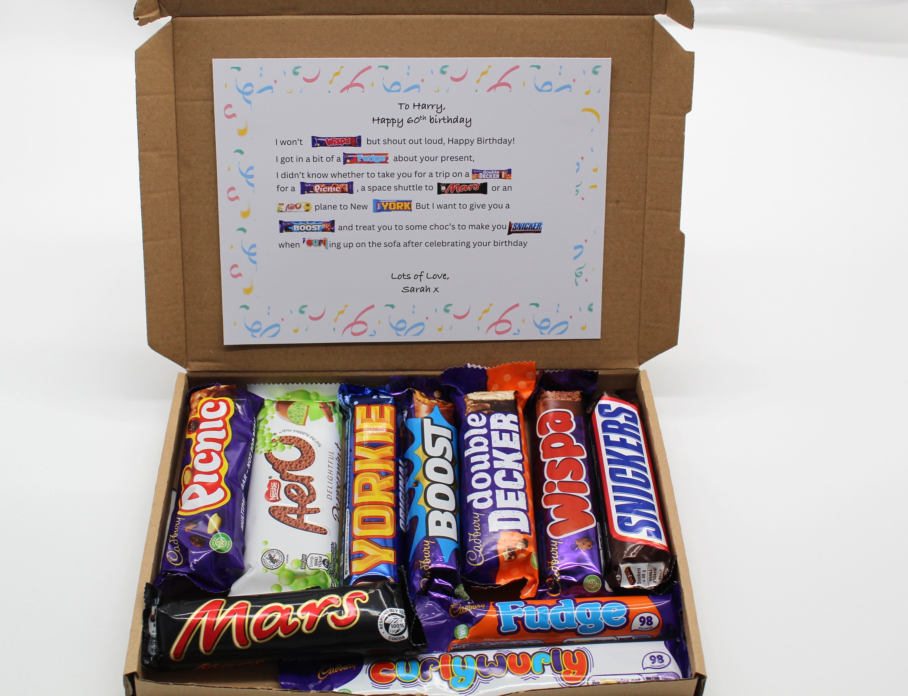 Personalised Chocolate Poem Box, 60th Birthday Hamper Gift, Letterbox ...