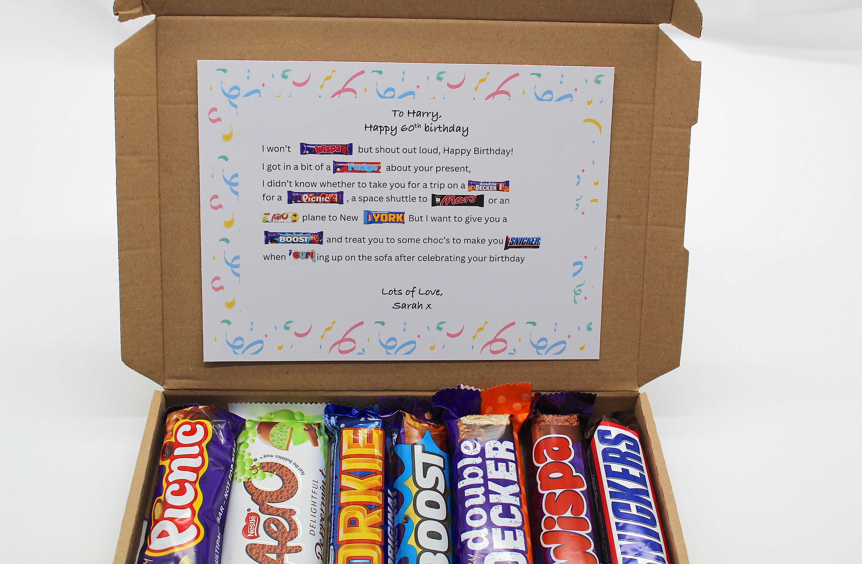 Personalised Chocolate Poem Box, 60th Birthday Hamper Gift, Letterbox ...