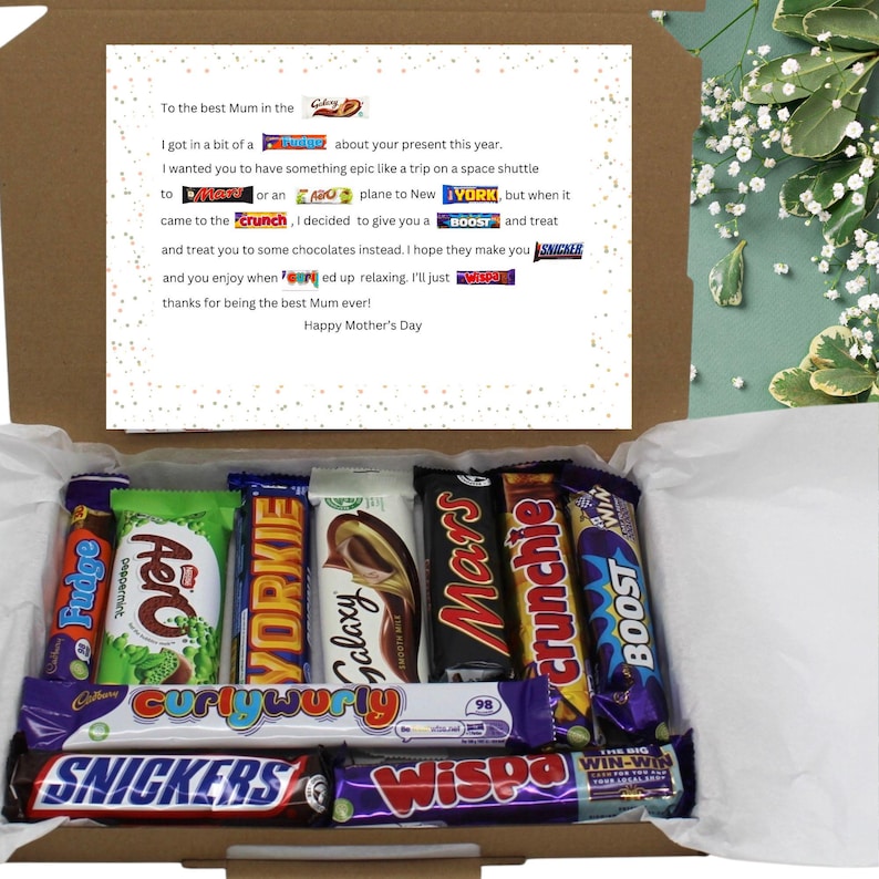 Mother's Day Letterbox Chocolate Gift, Unique Personalised Mum Box ...
