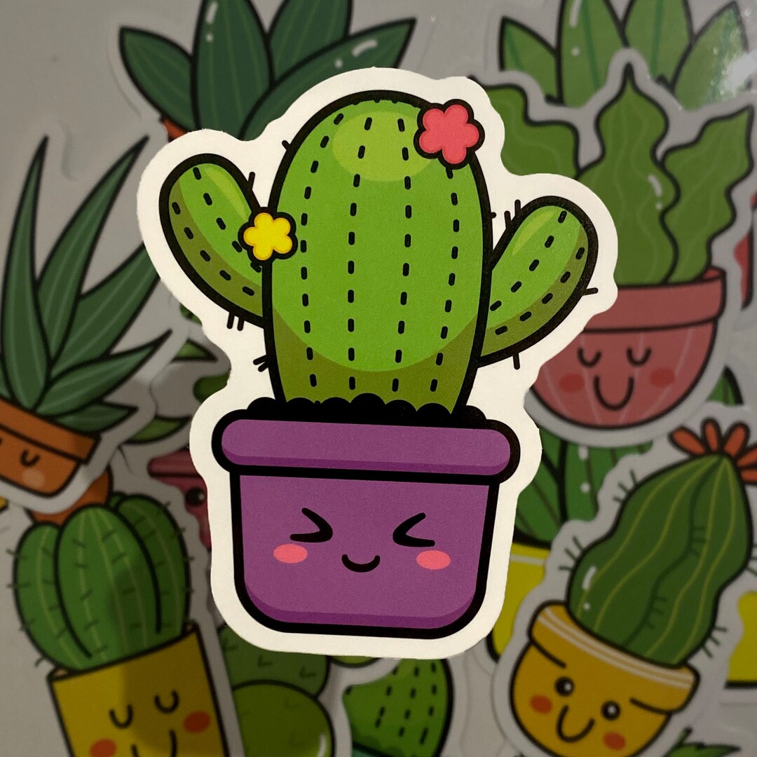 Cactus Stickers Smiley Cactus Pots Pack of 13 Unique Sticker Pack Gift ...