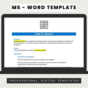 Code of Conduct Policy | Editable HR Template (MS Word) - Etsy