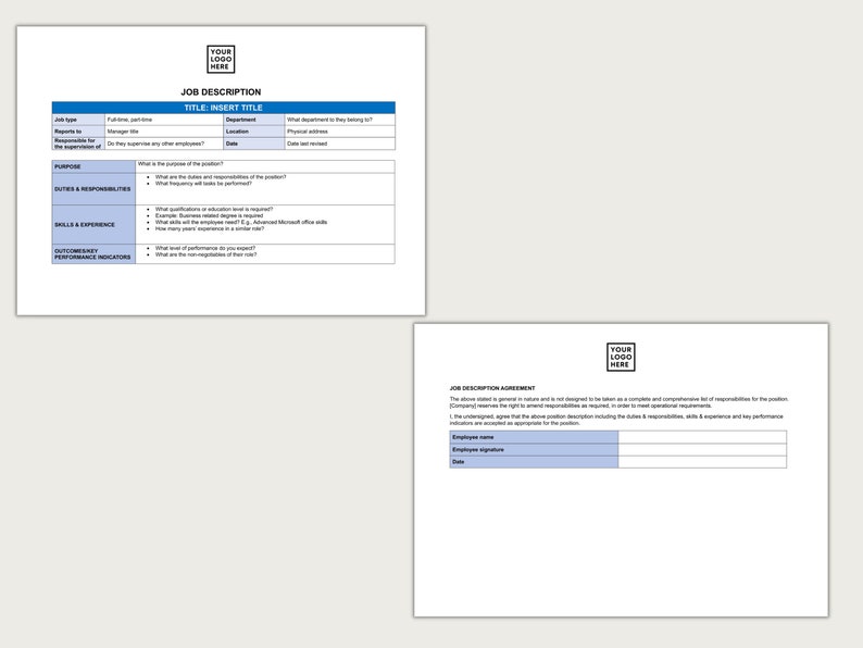 Job Description Template ǀ HR Forms ǀ New Employee | Recruitment Form ...
