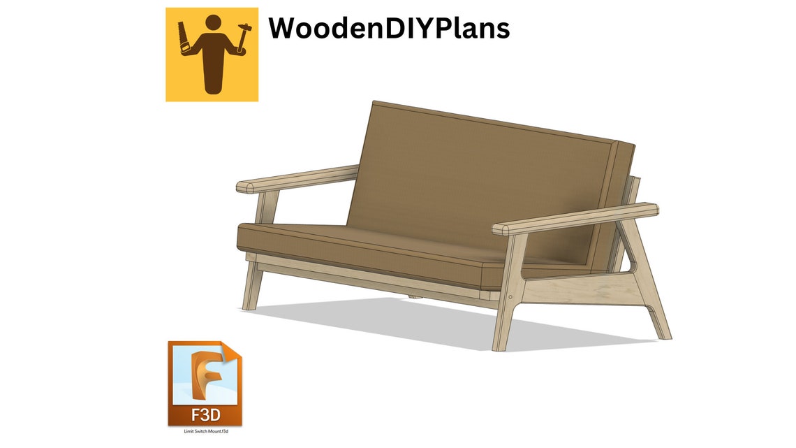 Wooden Sofa CAD Drawings for DIY Build: Elevate Your Furniture Design ...