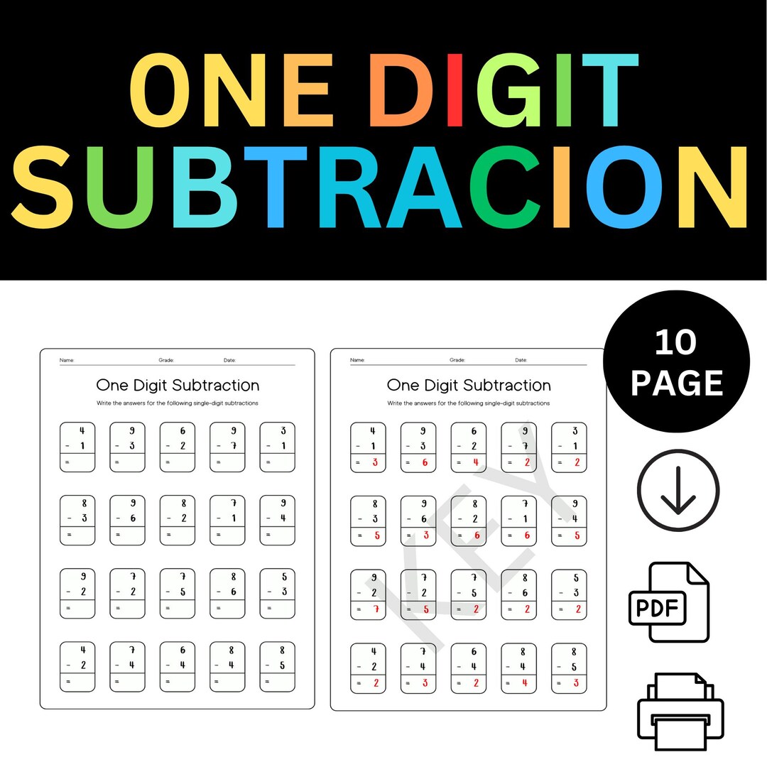Subtraction Worksheets for Kids 10 Fun Math Pages Answer Key ...