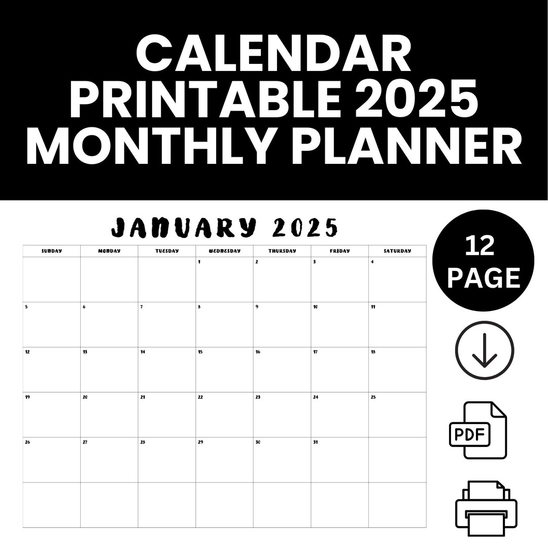 2025 Monthly Calendar for Kids With Notes Fun Colorful Printable ...