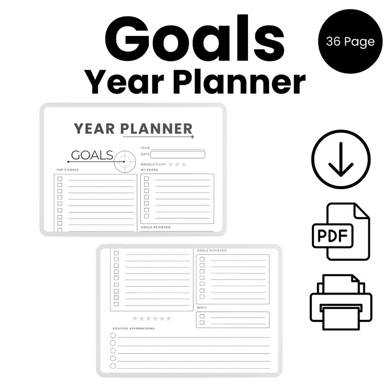 Goal Planner Printable Yearly Goals Quarterly Goals Monthly Goals A4 ...