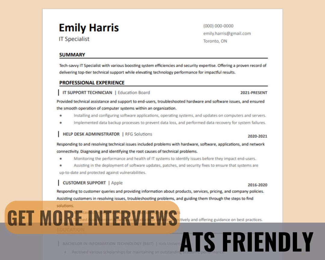 ATS Friendly Resume Template for Google Docs Resume Template to ...