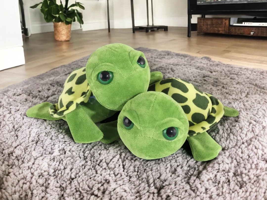 Turtle Plush, Box Turtle Animal Plushie, Weighted Stuffed Animal, Green ...