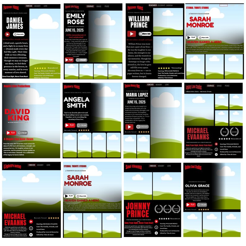 Memorial Movie Card Poster, Editable Canva Template (canva Pro Required ...