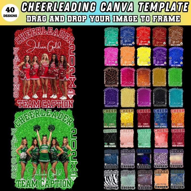 Cheerleading Canva Editable Template, Sports Photography Templates,40 ...