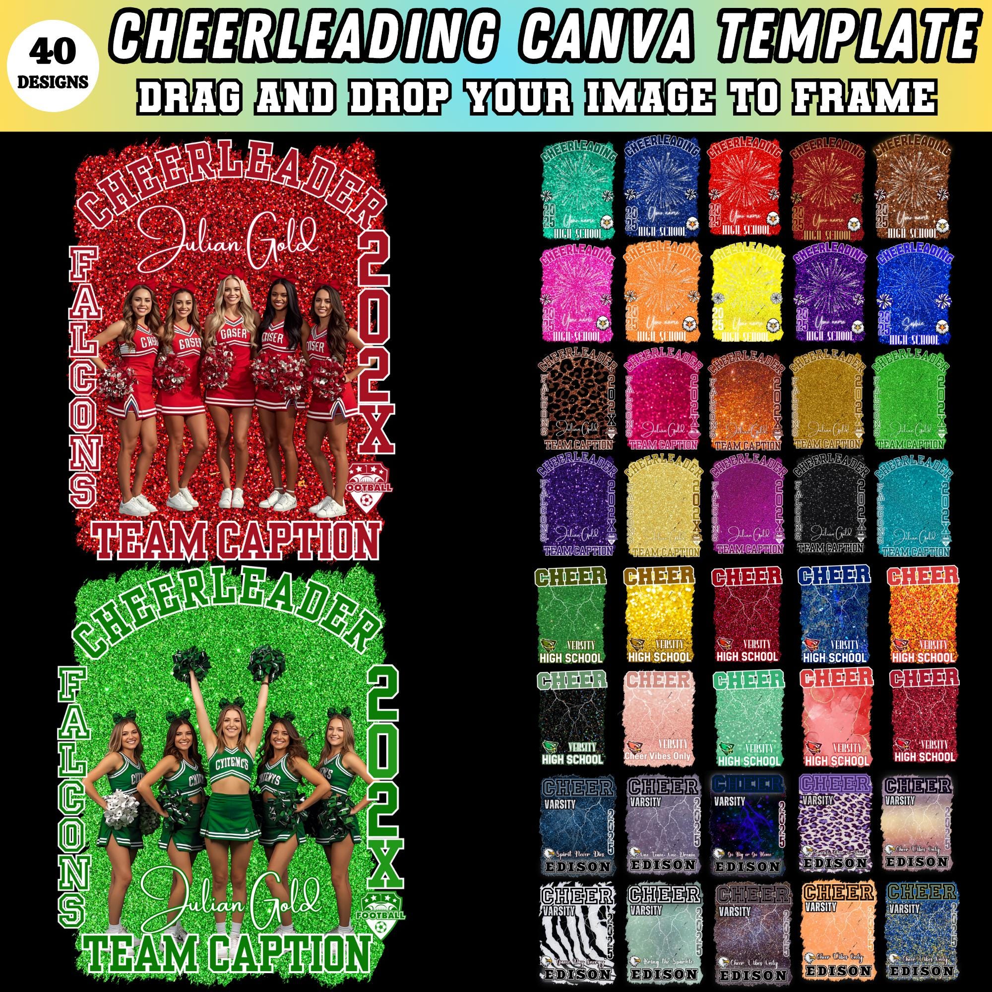 Cheerleading Canva Editable Template, Sports Photography Templates,40 ...