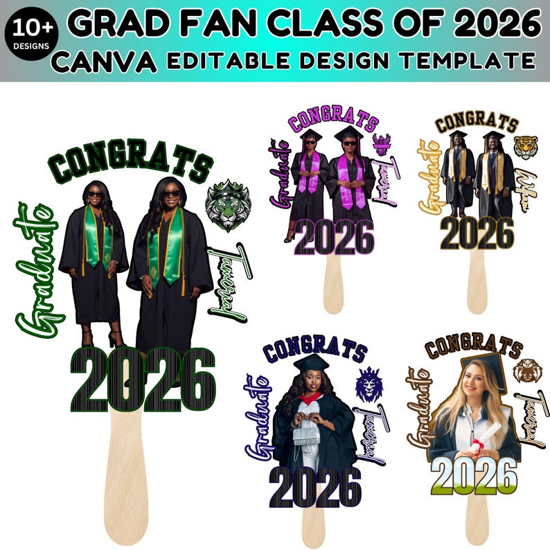 Class of 2026 Graduation Fan Template, Editable Canva Paddle (digital ...