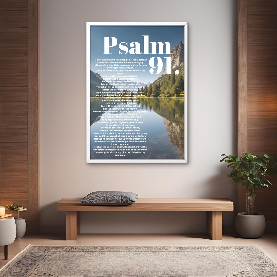 Psalm 91 Wall Art, Full Scripture 91 King James Version, Popular Bible ...