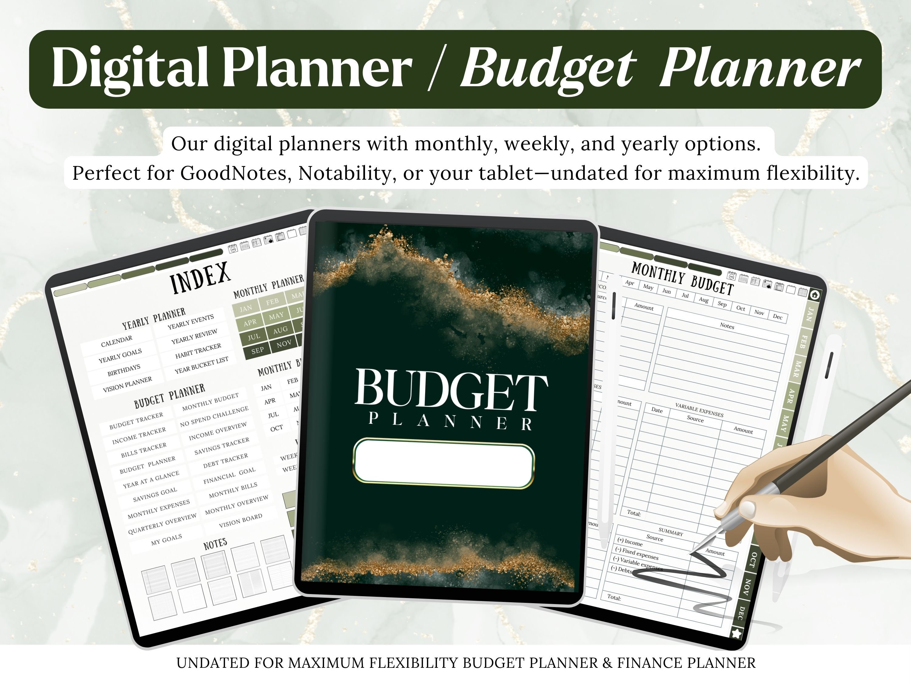 Monthly Budget Digital Planner | Digital Finance Planner | Digital ...