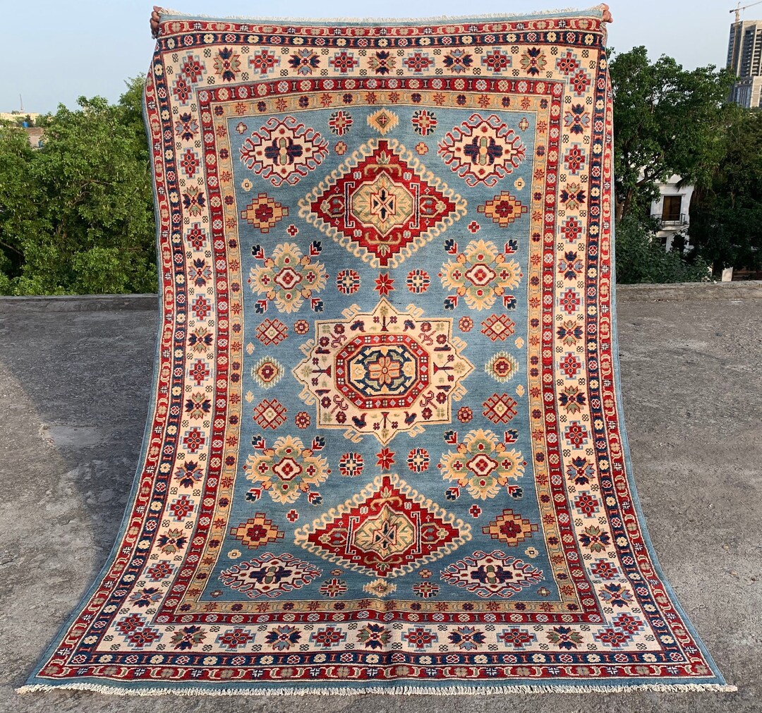 5'5 X 7'9 Feet, Afghan Handmade Yak Kash Kazak Rug, Natural Dyed Color ...