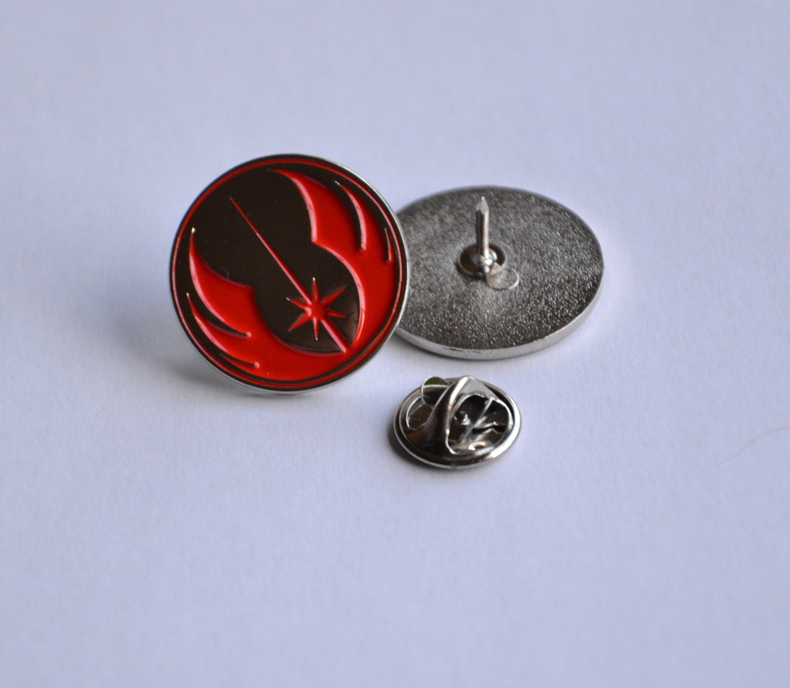 Jedi Logo Pin Black, Yellow, Blue or Red diameter 22 Mm Star Wars ...