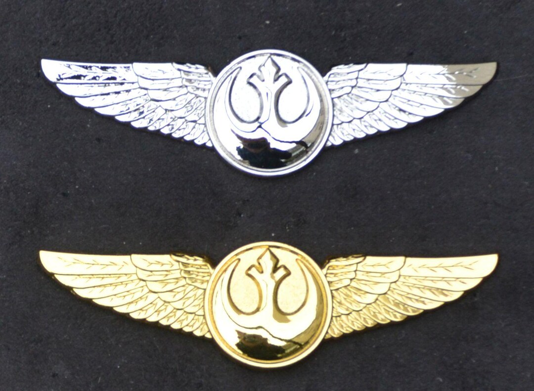 Rebel Pilot Wing Pin Gold or Silver (max. Dim. 75 Mm) Star Wars ...