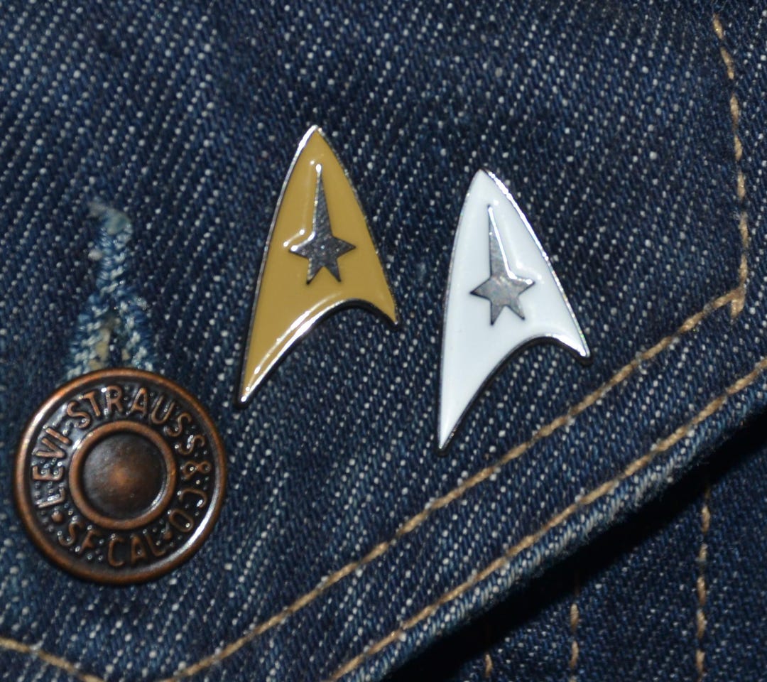 Star Trek Style Pin *new Design* "gold" or White (max.dim 22 Mm) Enamel ...