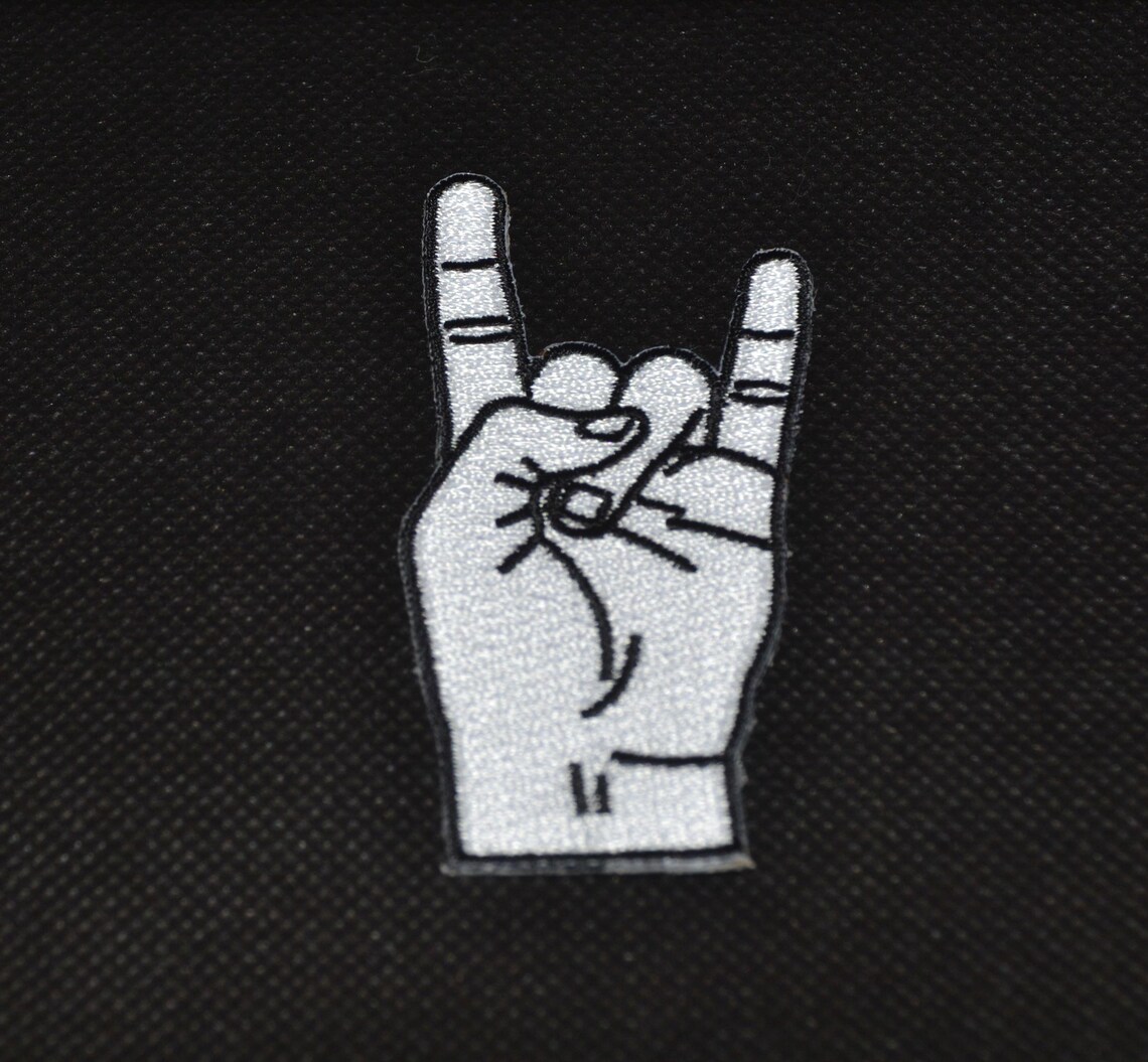 The *rock N Roll* or "rock* Finger Patch White (embroidered Max. Dim. 7 ...