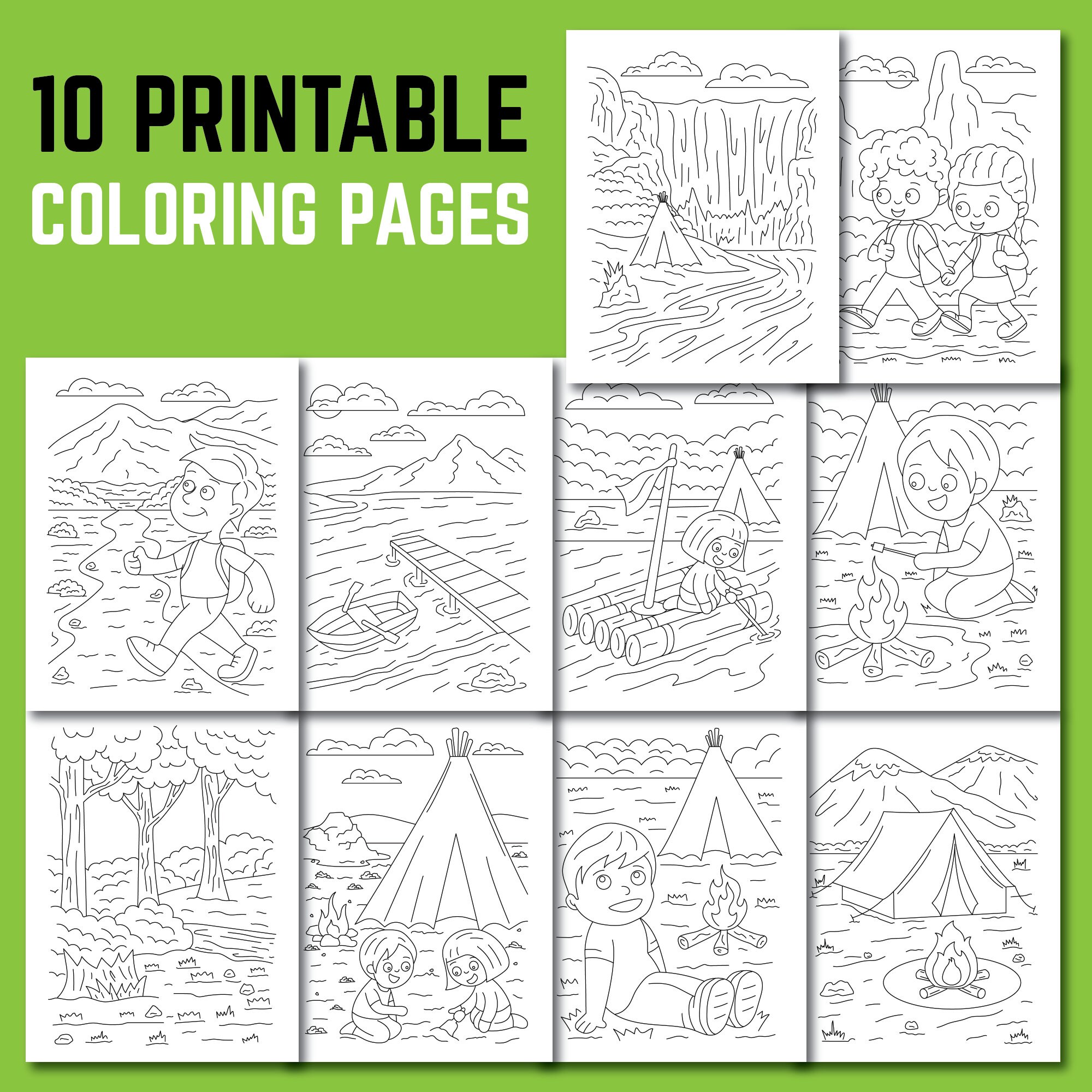 Camping Coloring Sheets Pack 1 - Etsy