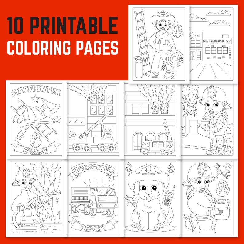 Firefighter Coloring Sheet Pack 3 for Career Exploration Printable Pdf ...