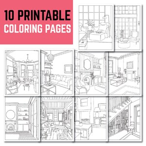Cozy Home Interior Coloring Pages Pack 1 - Etsy