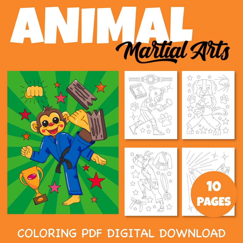 Animal Martial Arts Printable Sheet Pdf Back to School Coloring Pages ...