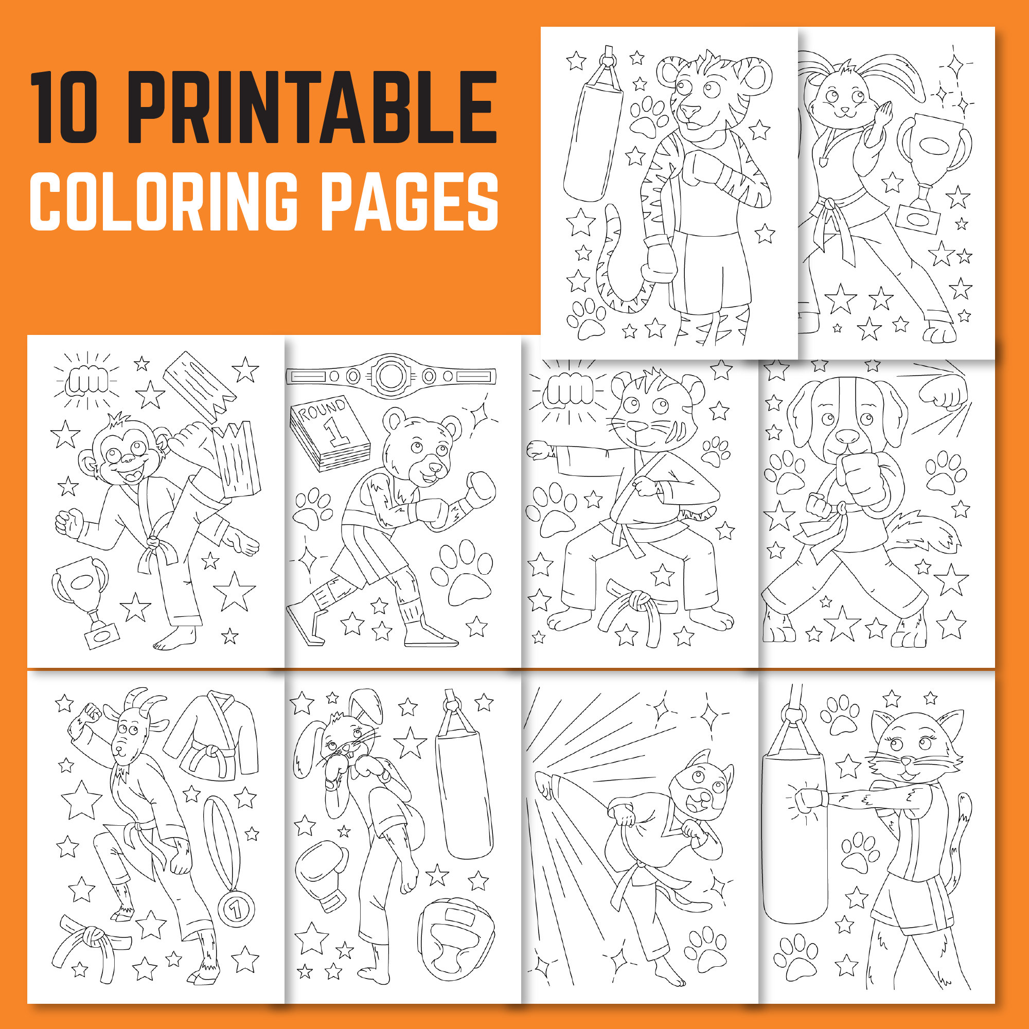 Animal Martial Arts Printable Sheet Pdf Back to School Coloring Pages ...