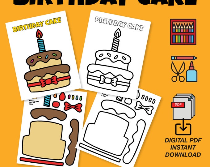 Printable Birthday Cake Craft Template for Kids | Birthday Activities ...