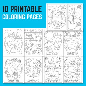 Coloring Pages for Kids Weather and Seasons Pack 2 | Printable Pdf US ...