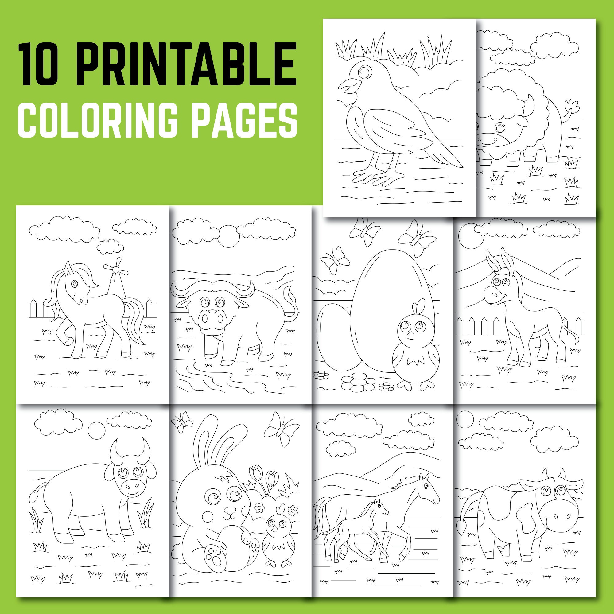 Farm Animals Coloring Pages Pack 2 - Etsy