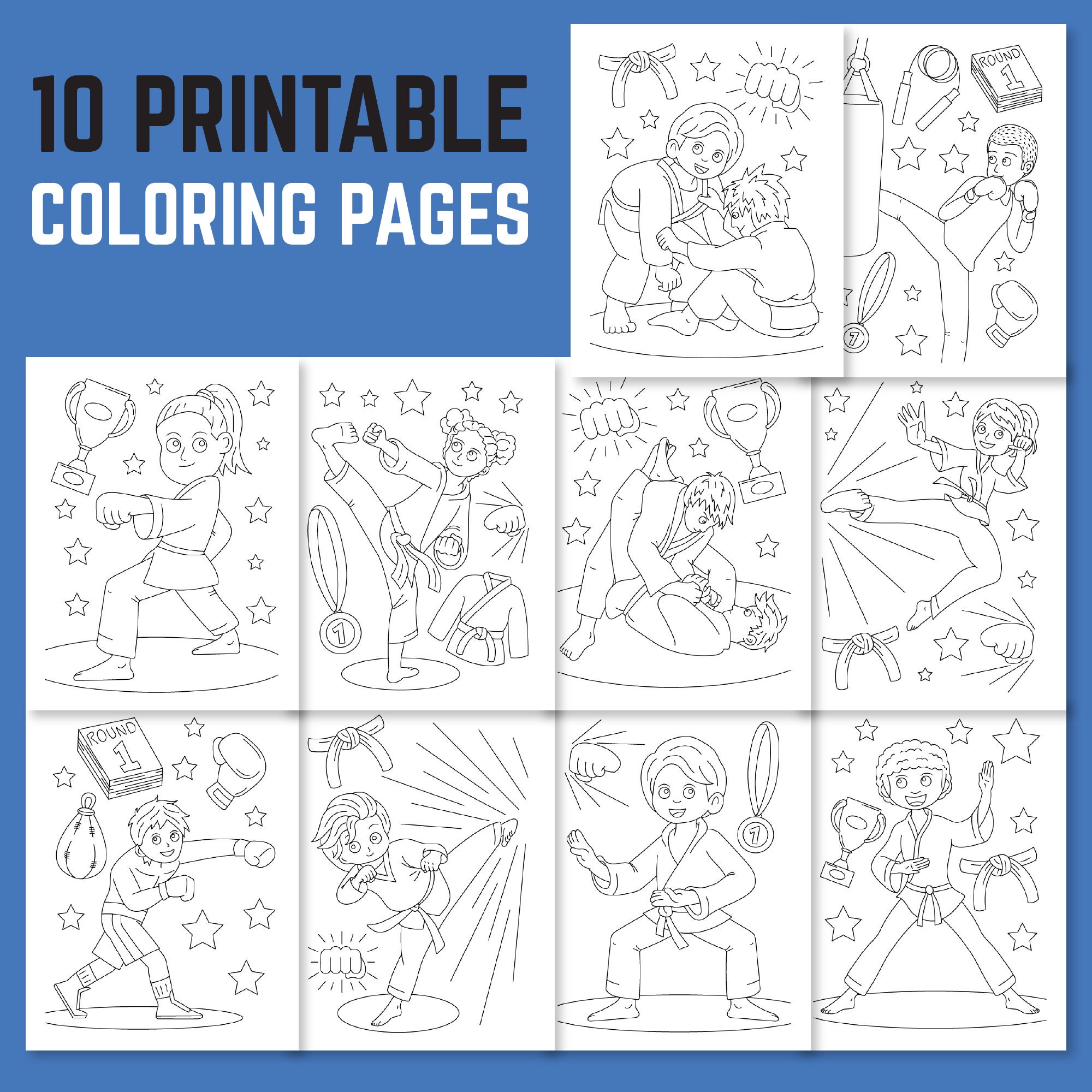 Martial Arts Instant Download Printable .pdf File Simple Coloring Pages ...