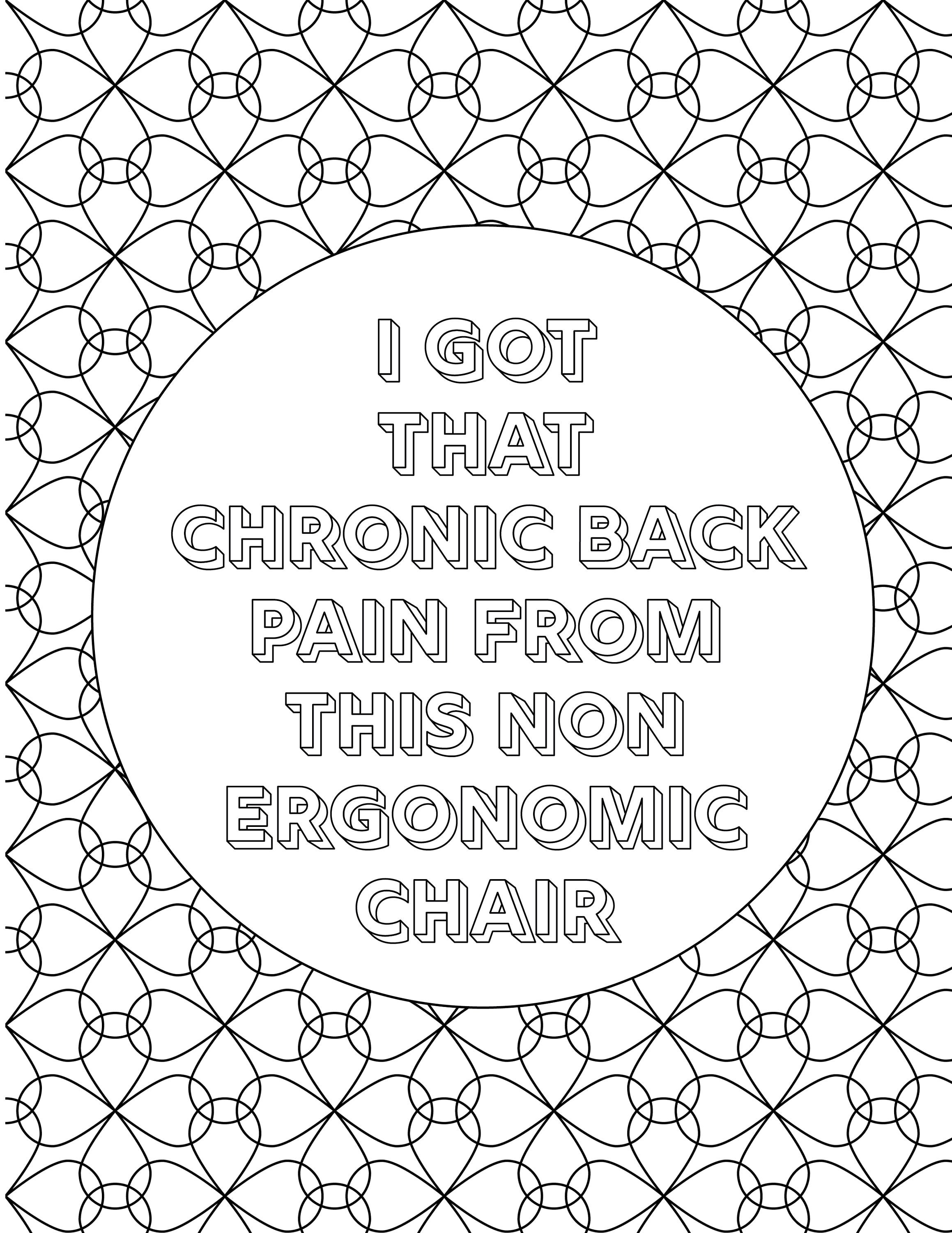 30 Back & Body Hurts Funny Printable Pdf Adult Coloring Pages for Back ...