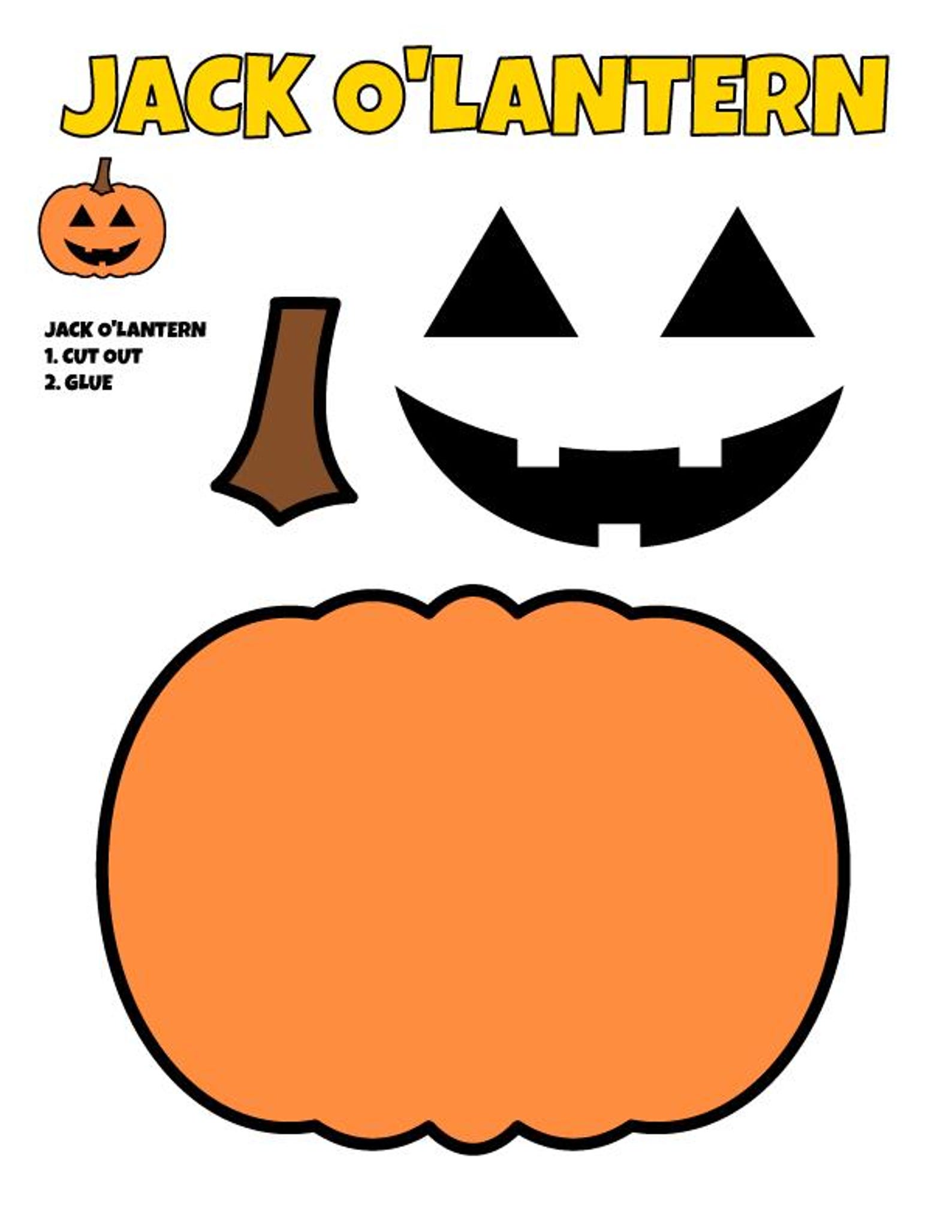 Jack O'lantern Halloween Cut and Paste Craft Coloring Worksheets for ...
